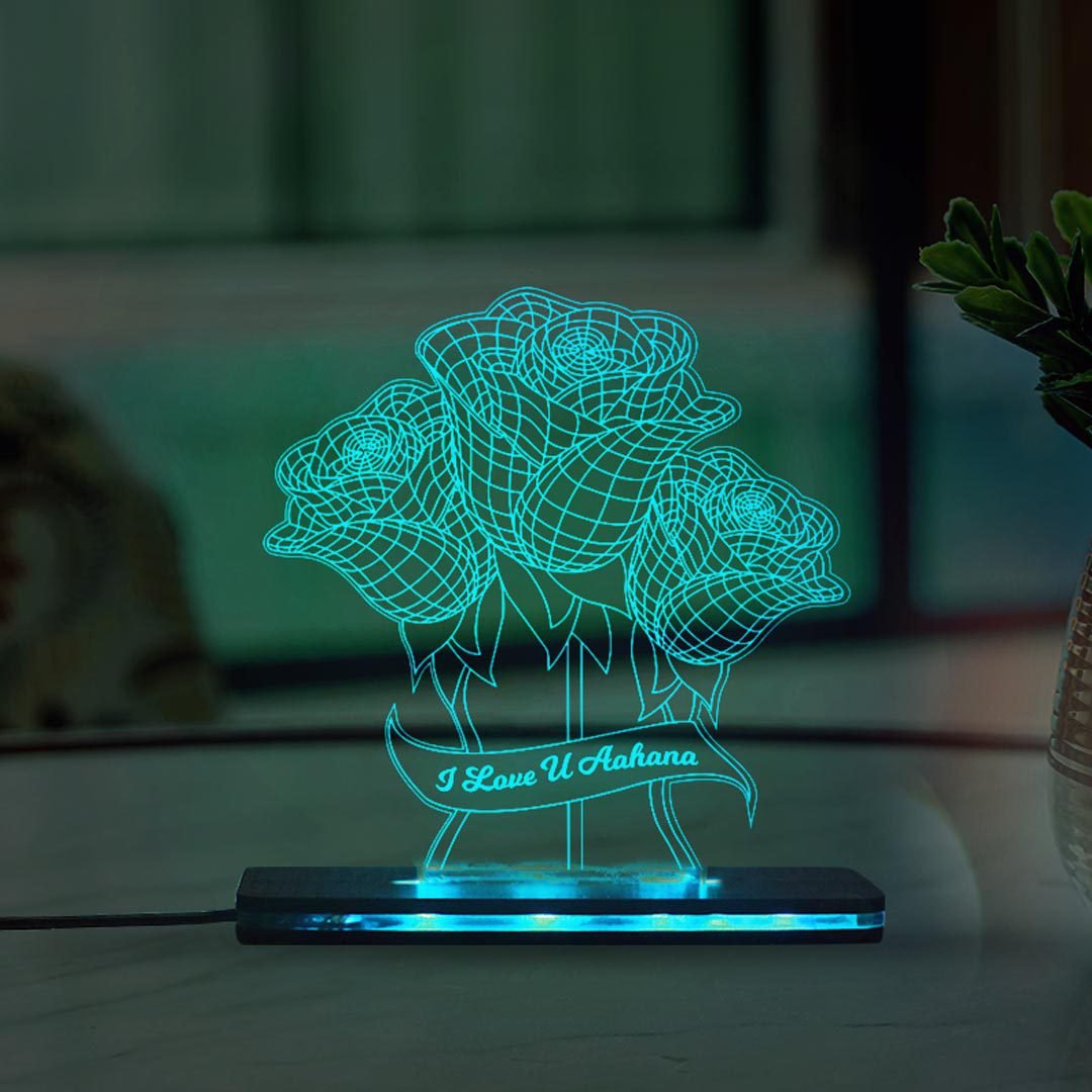 3D ACRYLIC ROSE LED TABLE LOVE LAMP – Osiyankart